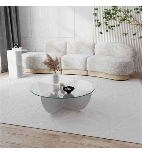 Kalune Design Couchtisch Weiss Gehärtetes Glas Deindeal