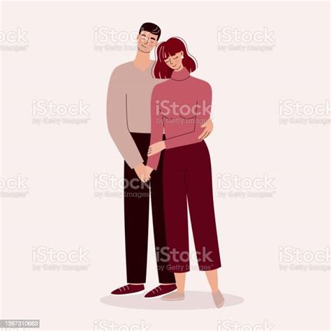 아름다운 젊은 남자와 여자 포옹 사랑하는 부부 발렌타인 데이 사랑 날짜 플랫 벡터 일러스트레이션 2명에 대한 스톡 벡터 아트 및 기타 이미지 Istock