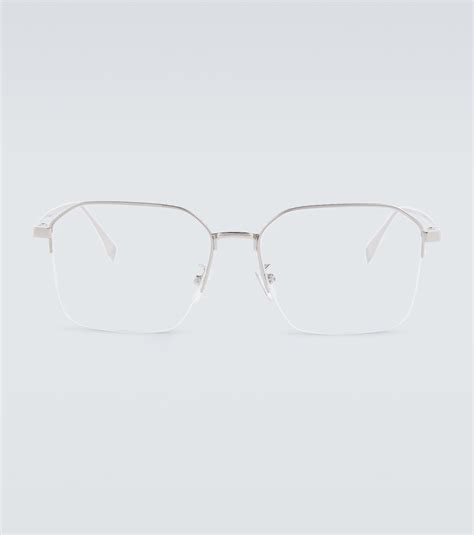 Rectangular Glasses In Silver Fendi Mytheresa
