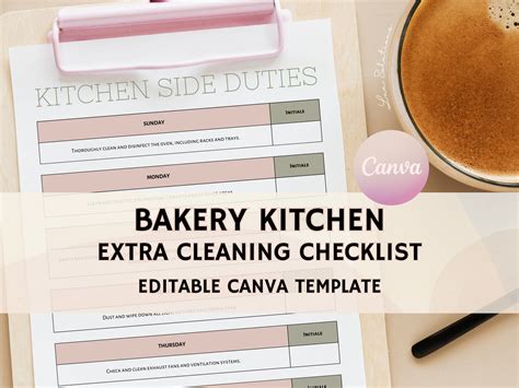 Bakery Cleaning Checklist Fully Customizable Edit Free With Canva