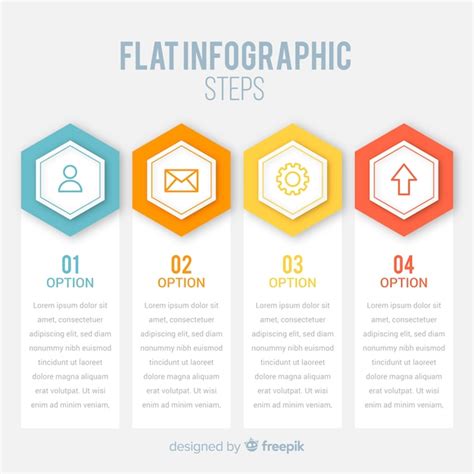 평면 스타일의 Infographic 단계 개념 무료 벡터