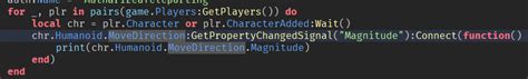 Player Velocity With Magnitude And Getpropertychangedsignal Scripting