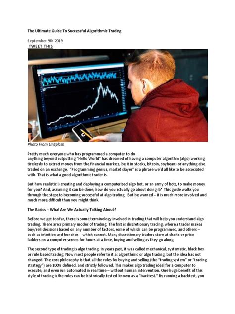 The Ultimate Guide To Successful Algorithmic Trading Pdf