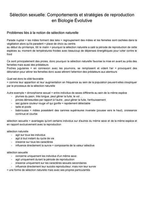 Sélection sexuelle Comportements et stratégies de reproduction en Biologie Évolutive Sélection