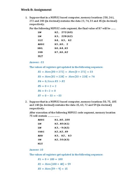 assignments week08 pdf central processing unit computer architecture