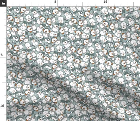 Boho Blue Snowman Fabric Spoonflower