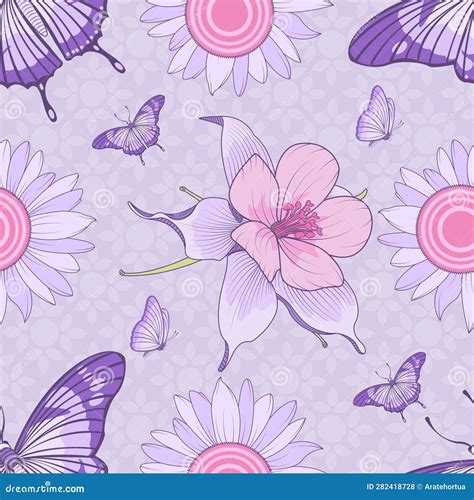 Vector Flower Pattern Wallpaper Isolated Illustration Stock Vector