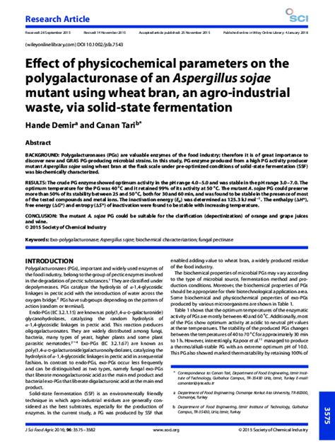 Pdf Effect Of Physicochemical Parameters On The Polygalacturonase Of