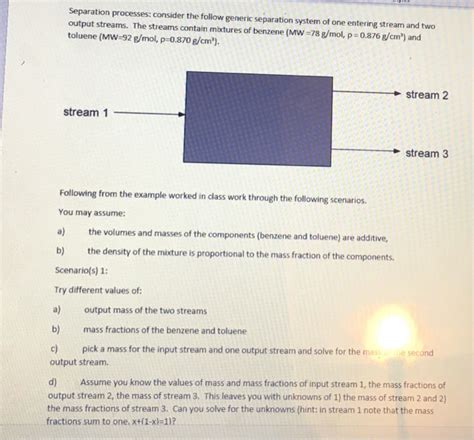 Solved Separation Processes Consider The Follow Generic Chegg