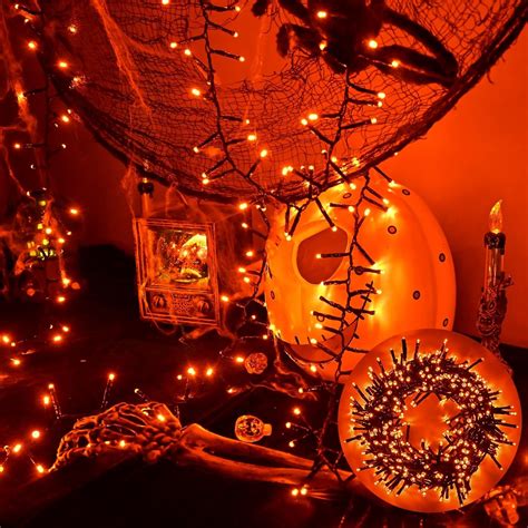 Zhouduidui Orange Halloween Lights 400 Led Cluster Lights String 19 7ft