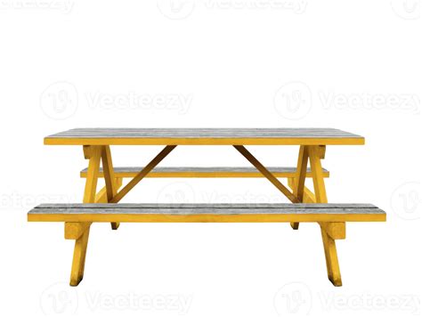 Vibrant Yellow Picnic Table With Rustic Wooden Surface Perfect For