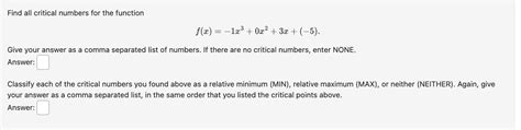 Solved Find All Critical Numbers For The Chegg