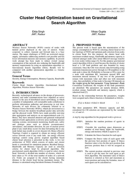 Cluster Head Optimization Based On Gravi Pdf Wireless Sensor