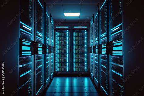 Super Computer And Quantum Server Rack In Data Center Control Room