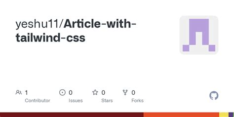 Github Yeshu11article With Tailwind Css