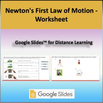 Newton S First Law Of Motion Worksheet Google Slides By Science Worksheets