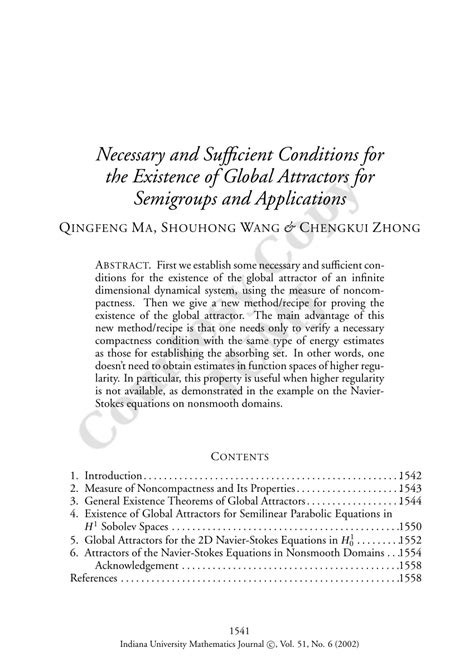 Pdf Necessary And Sufficient Conditions For The Existence Of Global Attractors For Semigroups