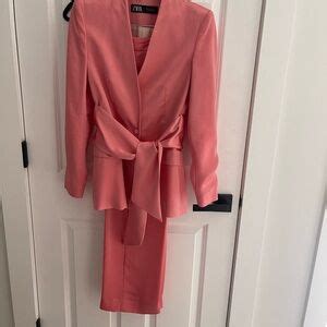 Zara Pants And Jumpsuits Zara Pink Satin Womens Suit Poshmark