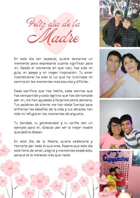 Carta del Día de la Madre Floral Rosa En este día tan especial quiero tomarme un momento para