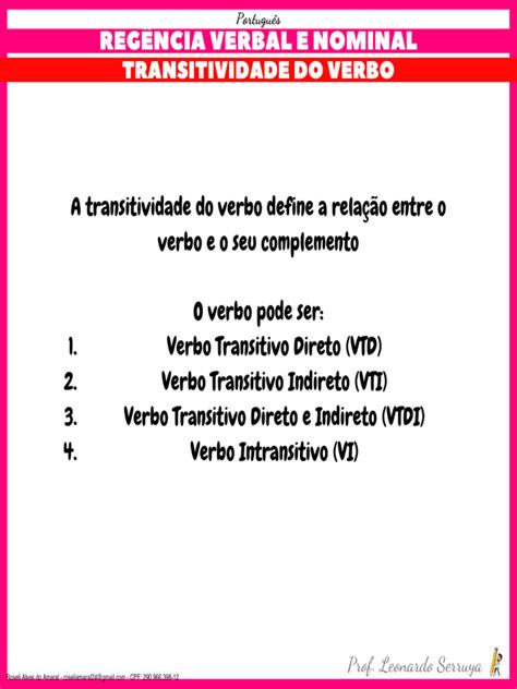 Regencia Verbal E Nominal 1 Download Grátis Pdf Sintaxe Linguística