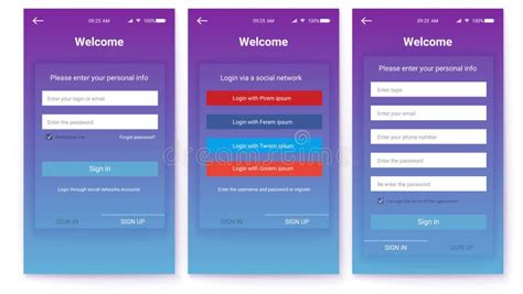 Ui Design Account Register Or Authorization Interface For Touchscreen