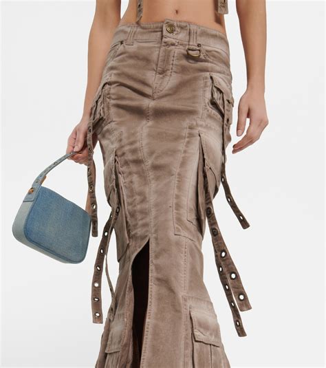 Blumarine Cargo Denim Maxi Skirt Blumarine