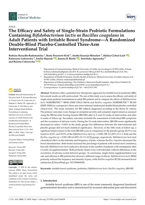 Pdf The Efficacy And Safety Of Single Strain Probiotic Formulations Containing Bifidobacterium