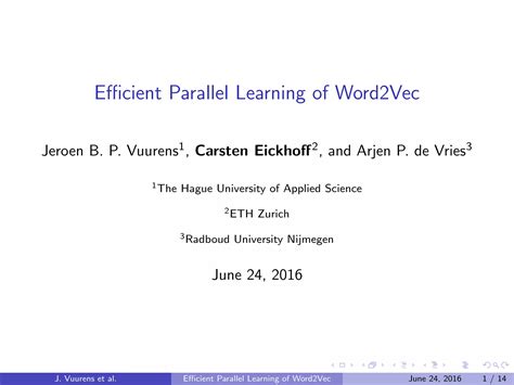 Efficient Parallel Learning Of Word2Vec PPT