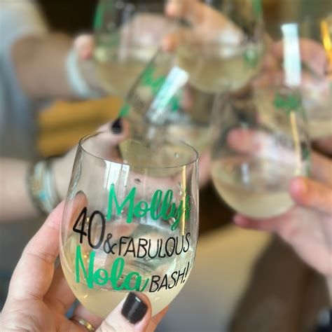 Personalized Plastic Stemless Wine Glass Bridesmaid Glasses Bridal