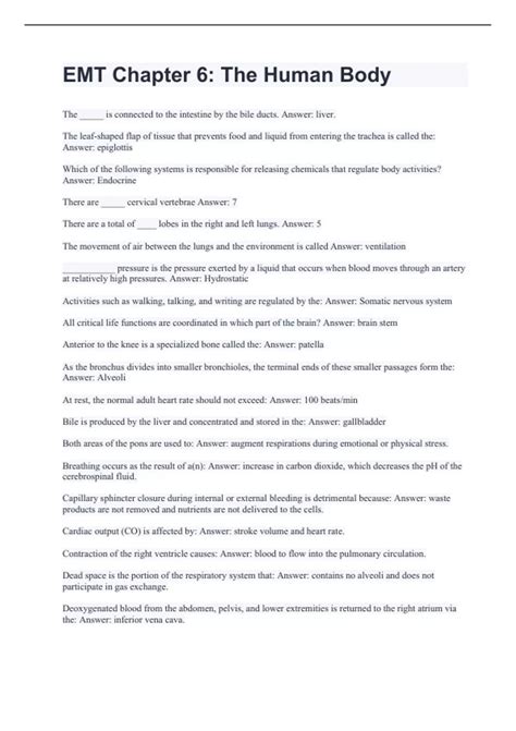 EMT Chapter 6 The Human Body Multiple Choice Questions And Answers 2022 2023 EMT Stuvia US