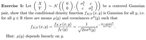 Solved Exercise 5 Let Xy∼n00σ12ccσ22 Be A Centered