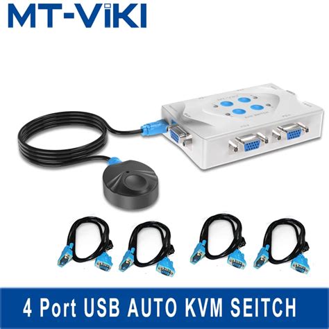 MT Viki KVM Switch VGA USB Port Hotkey Wired Remote Controller Select Auto Scan With Cable