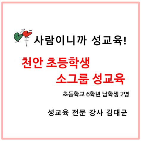 천안 출장 방문 소그룹 성교육 초등학교 6학년 남학생 2명 성교육 강사 김대군 네이버 블로그