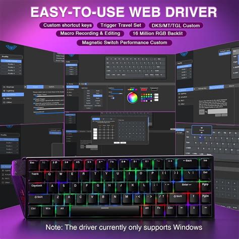 Aula Win68 He Manyetik Klavye Rapid Trigger Graywood Swtich 8000hz Rgb