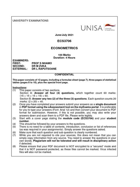 ecs3706 june july 2021 pdf errors and residuals regression analysis