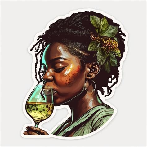 Premium Photo A Sticker Of A Woman Drinking A Glass Of Wine