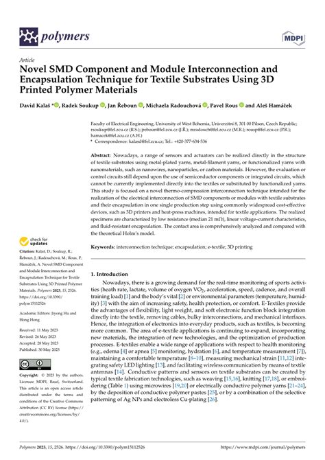 Pdf Novel Smd Component And Module Interconnection And Encapsulation Technique For Textile