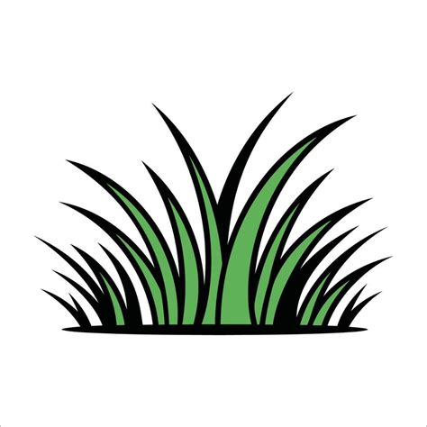 Illustration Of Green Grass Blades With Sharp Pointed Tips And Black