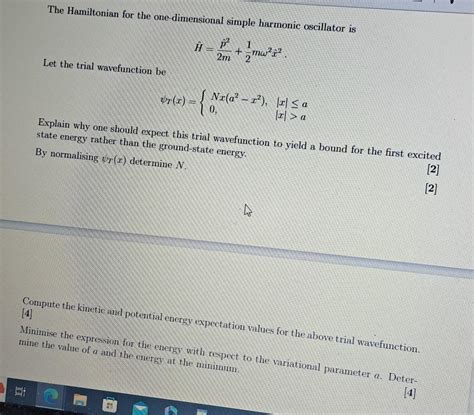 Solved The Hamiltonian For The One Dimensional Simple