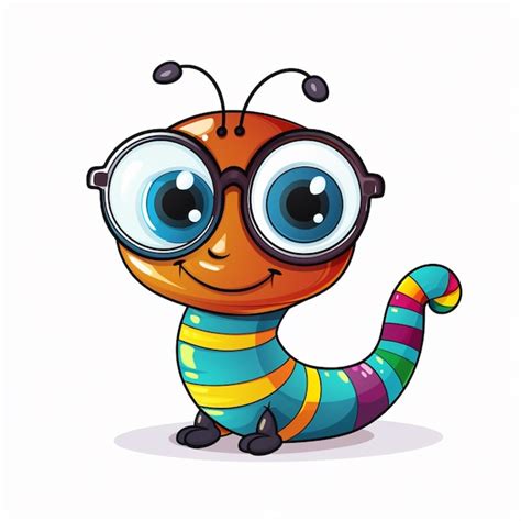 Premium Ai Image Cartoon Illustration Of A Cute Worm With Glasses