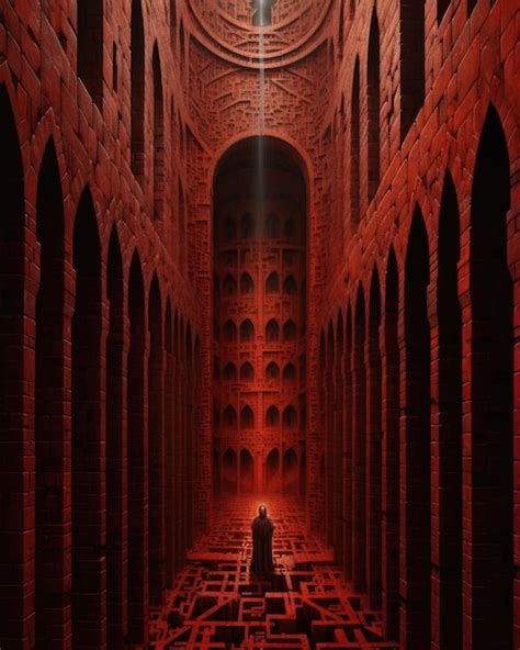 Premium Ai Image A Woman Stands In A Tunnel Of Red Bricks With A