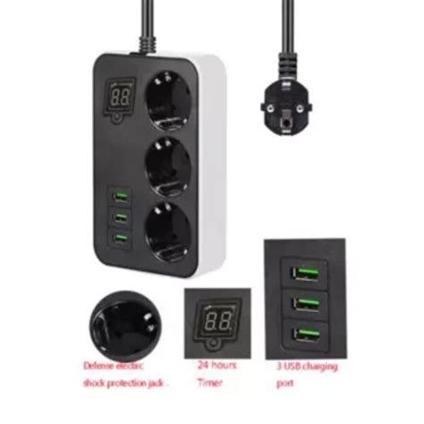 Timer Power Board Switch 1 8 Cable Socket 3 USB Extension Cord Socket Expansion Socket Network