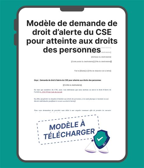 Modèle de demande de droit dalerte du CSE pour atteinte aux droits des