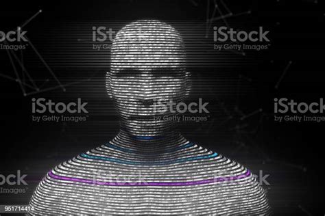 디지털 가상 남자 이진 코드 3d 그림에서 생성 된 가상현실에 대한 스톡 사진 및 기타 이미지 가상현실 과학 남자 Istock