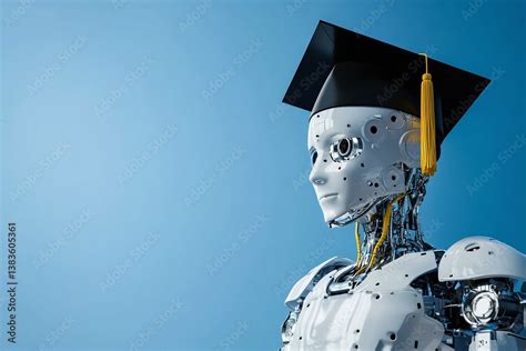 Humanoid Robot Wearing Graduation Cap Representing Ais Growing Role In Education And The