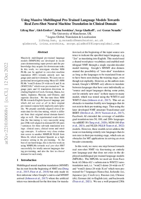 Pdf Using Massive Multilingual Pre Trained Language Models Towards