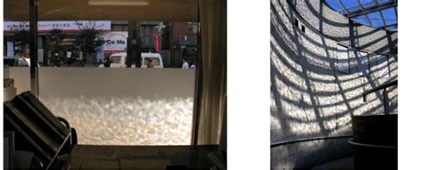 wind animated caustic patterns from a glazed roof pond projected into