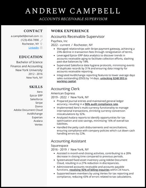 12 Accounts Receivable Resume Examples Built For 2025