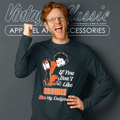 Kiss My Endzone Betty Boop Cleveland Browns Shirt Vintagenclassic Tee