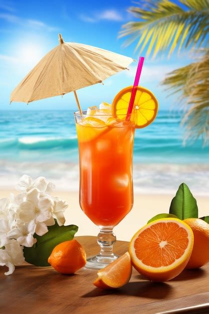Refreshing Summer Cocktail For The Beach Generative Ai Premium Ai